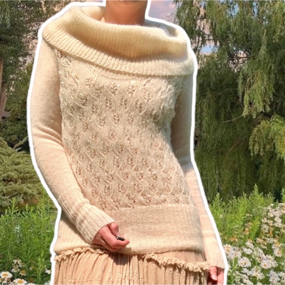 LOFT | Sweaters | Loft Featherweight Openknit Mohair Blend Cowl Sweater ...